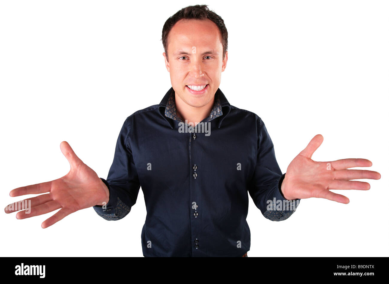 friendly man with open hands Stock Photo - Alamy