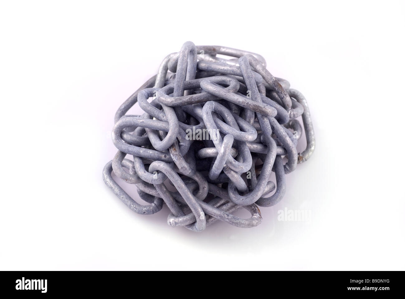 Pile of metal chain cutout against a white background Stock Photo - Alamy