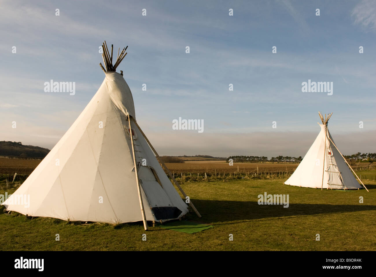 Camping teepees at Burnham Deepdale Norfolk UK Stock Photo - Alamy