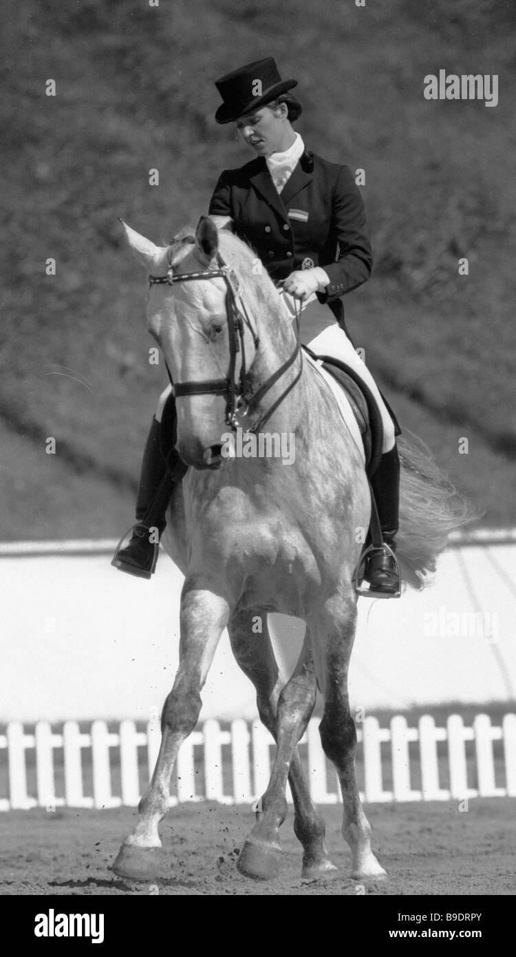 22nd Olympic gold winner in equestrian sport Elisabeth Toyrer on horse ...