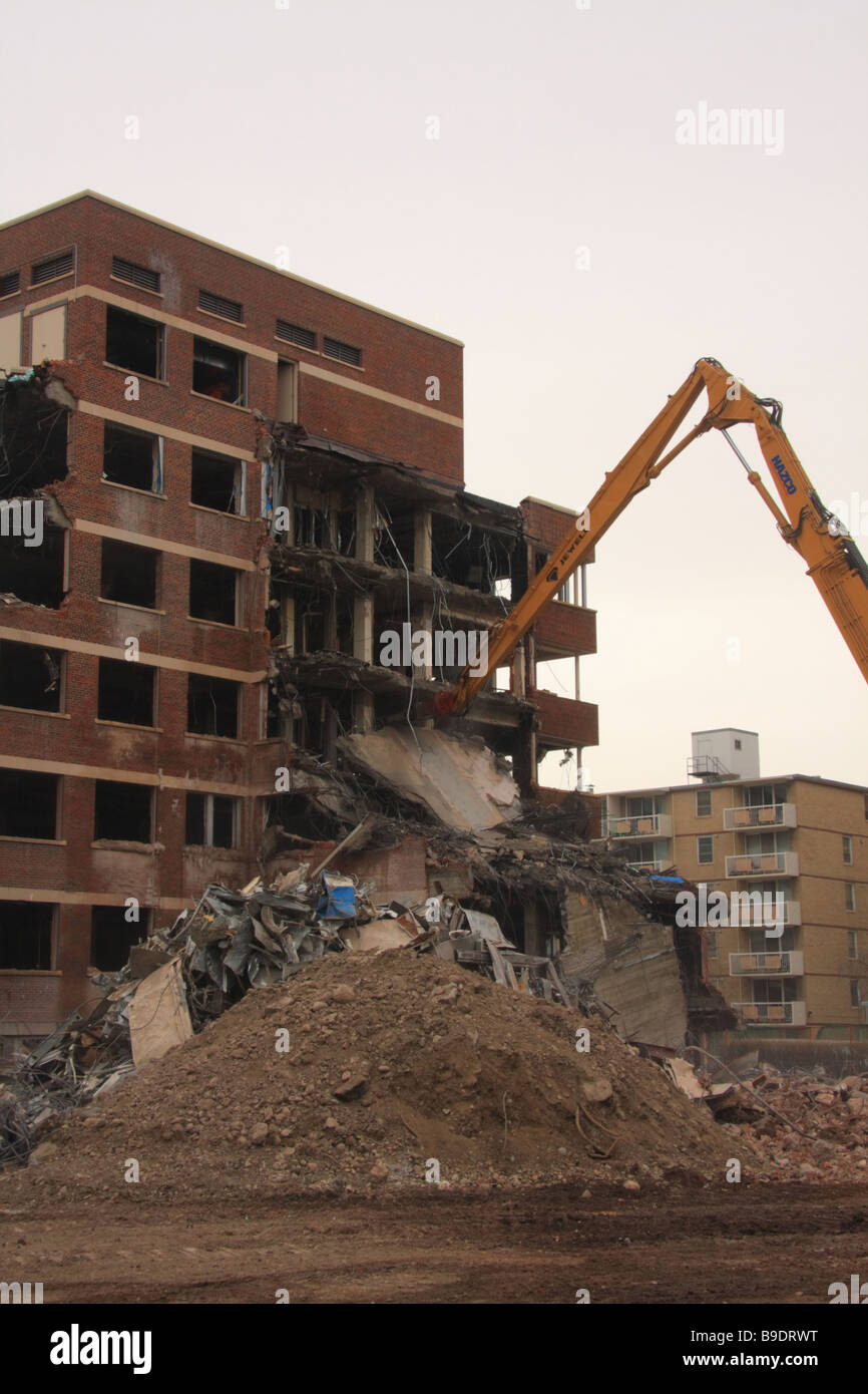 Demolishing an office building in Calgary Stock Photo - Alamy