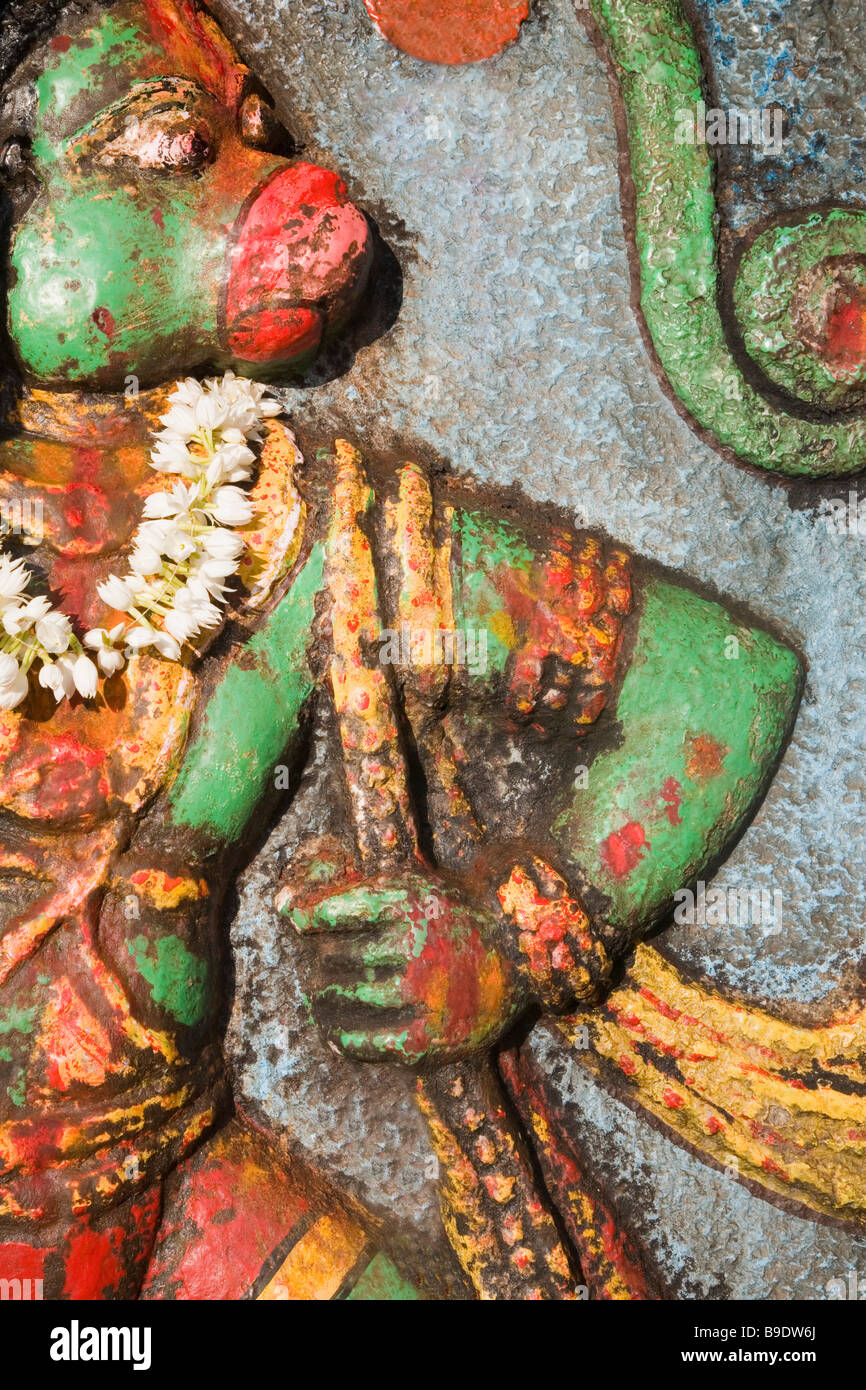 Bas relief of Hindu god Hanuman carved on a wall, Virupaksha Temple ...