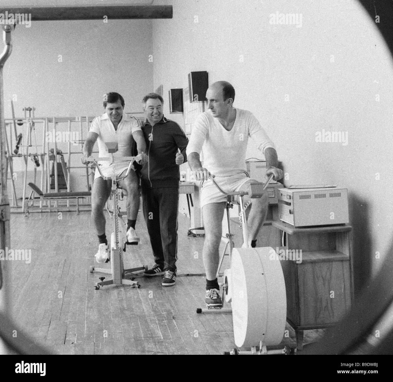 Crew members of the Soyuz T 14 spacecraft Alexander Volkov Georgy ...