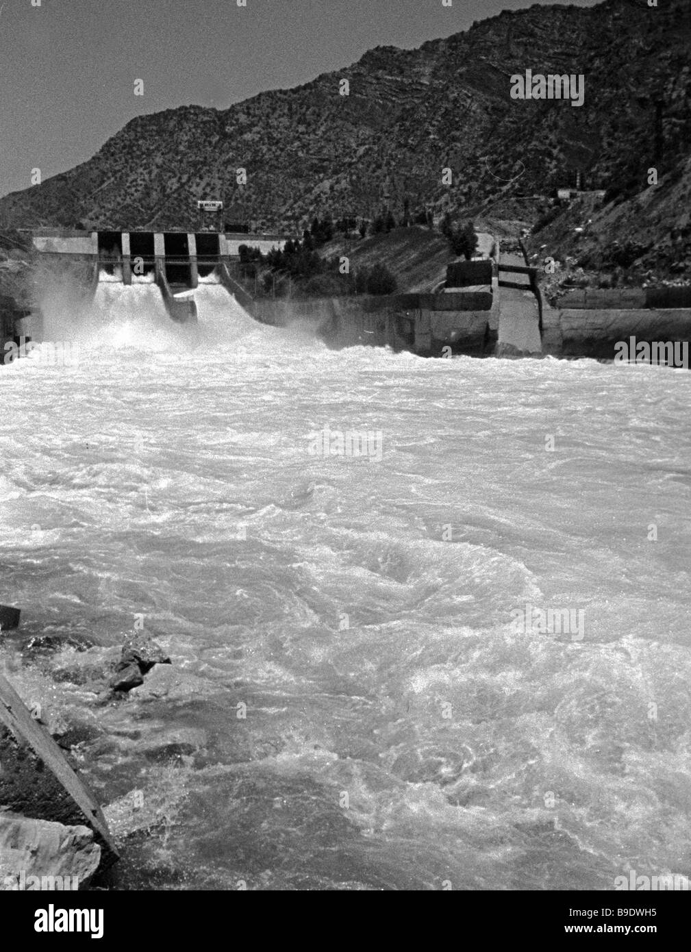 One of the dams on the Vakhsh River giving rise to an irrigational ...