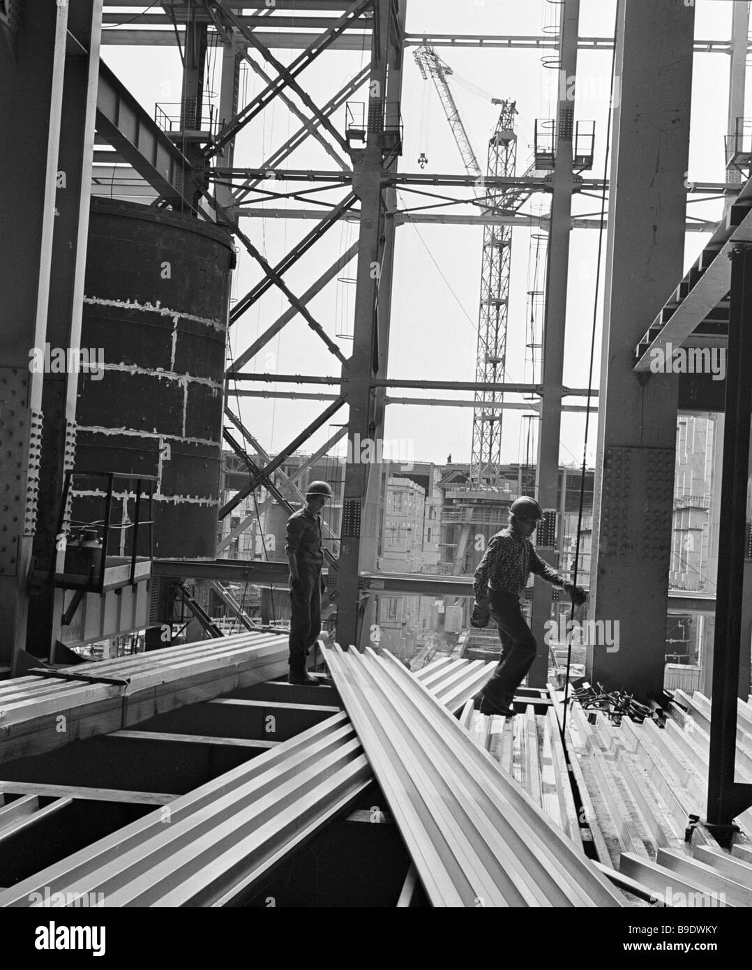 Workers building a forest enterprise Stock Photo - Alamy