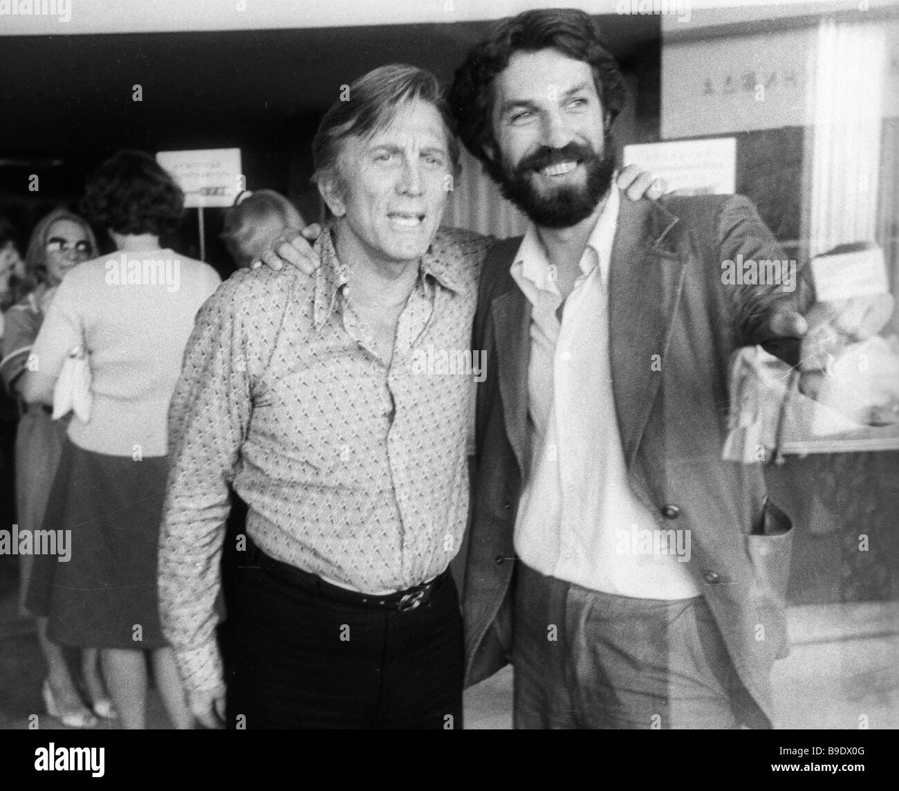American actor Douglas Kirk left and the Soviet actor Boris Khmelnitsky ...
