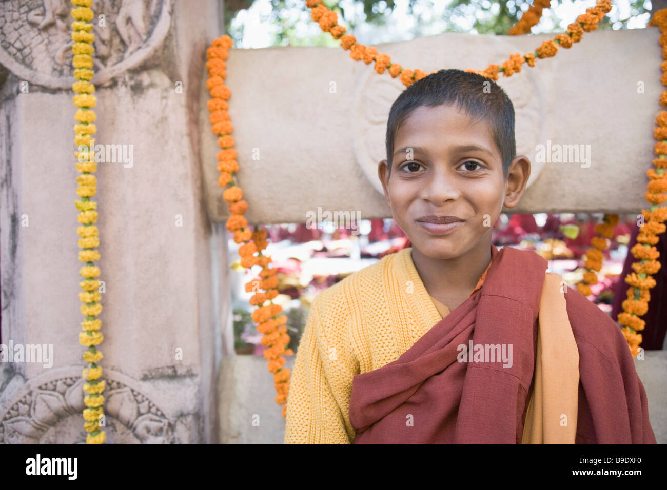 Indian boy in an temple hi-res stock photography and images - Alamy