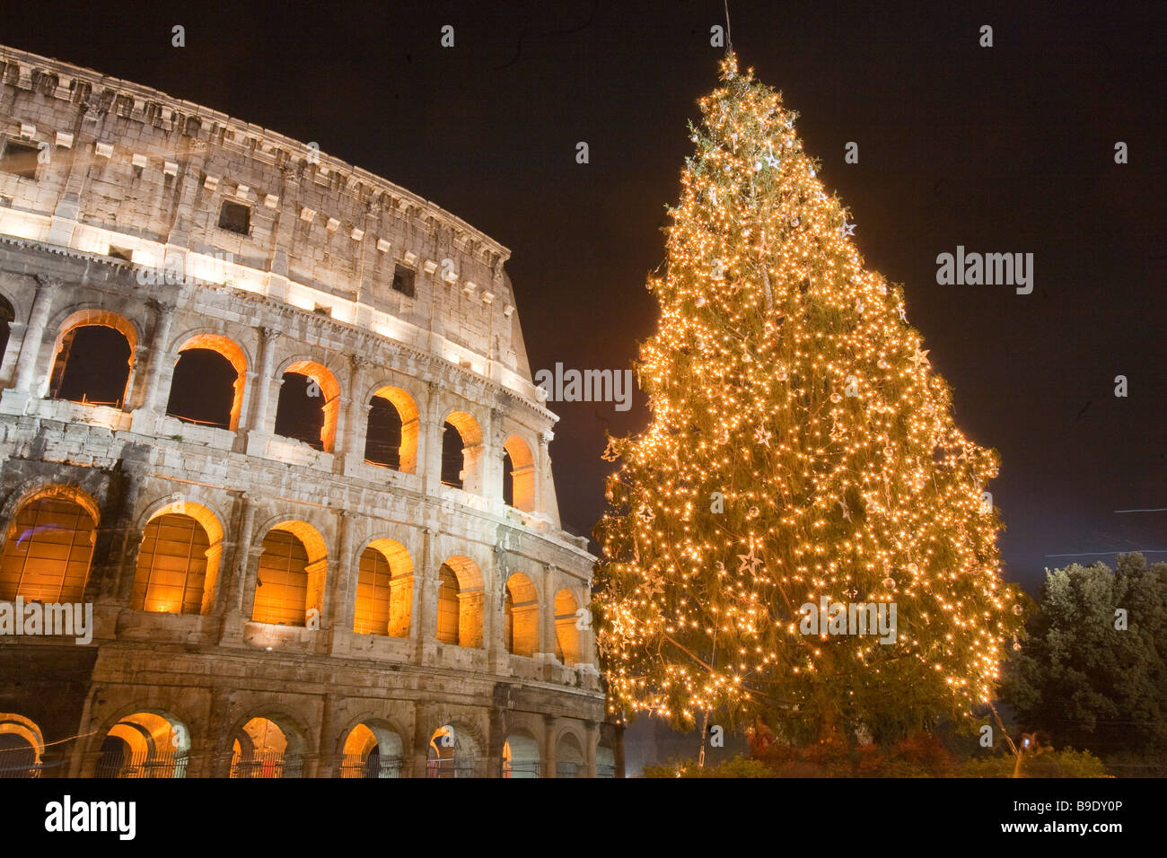 Christmas tree at Colosseum Rome Lazio Italy Stock Photo - Alamy