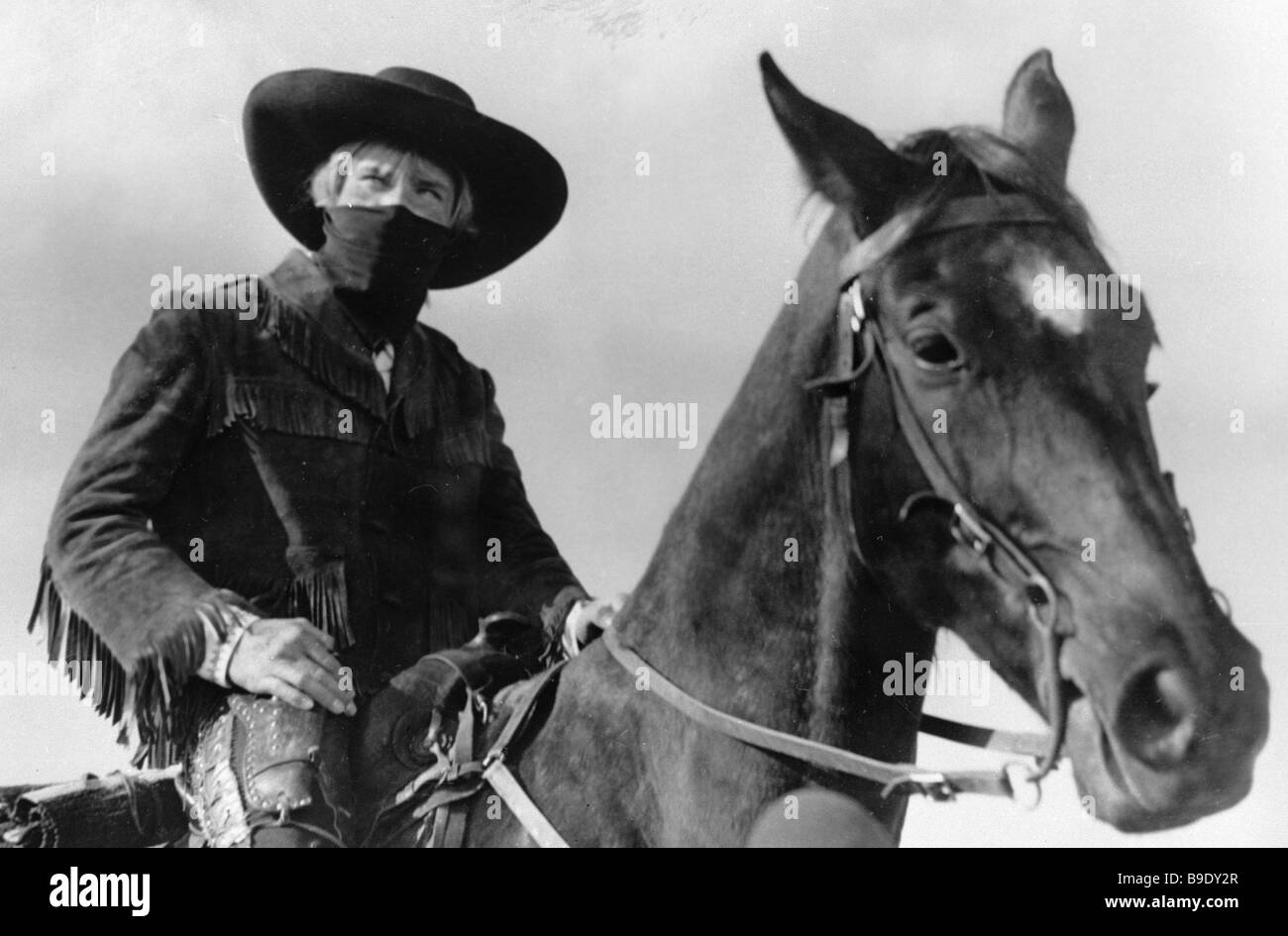 Oleg Vidov as Morris Jerald at shooting the film Headless River Stock ...
