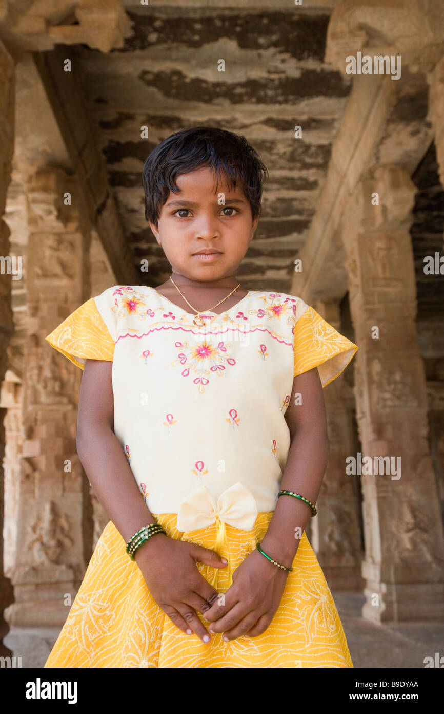 Girl standing in a temple, Hampi, Karnataka, India Stock Photo - Alamy