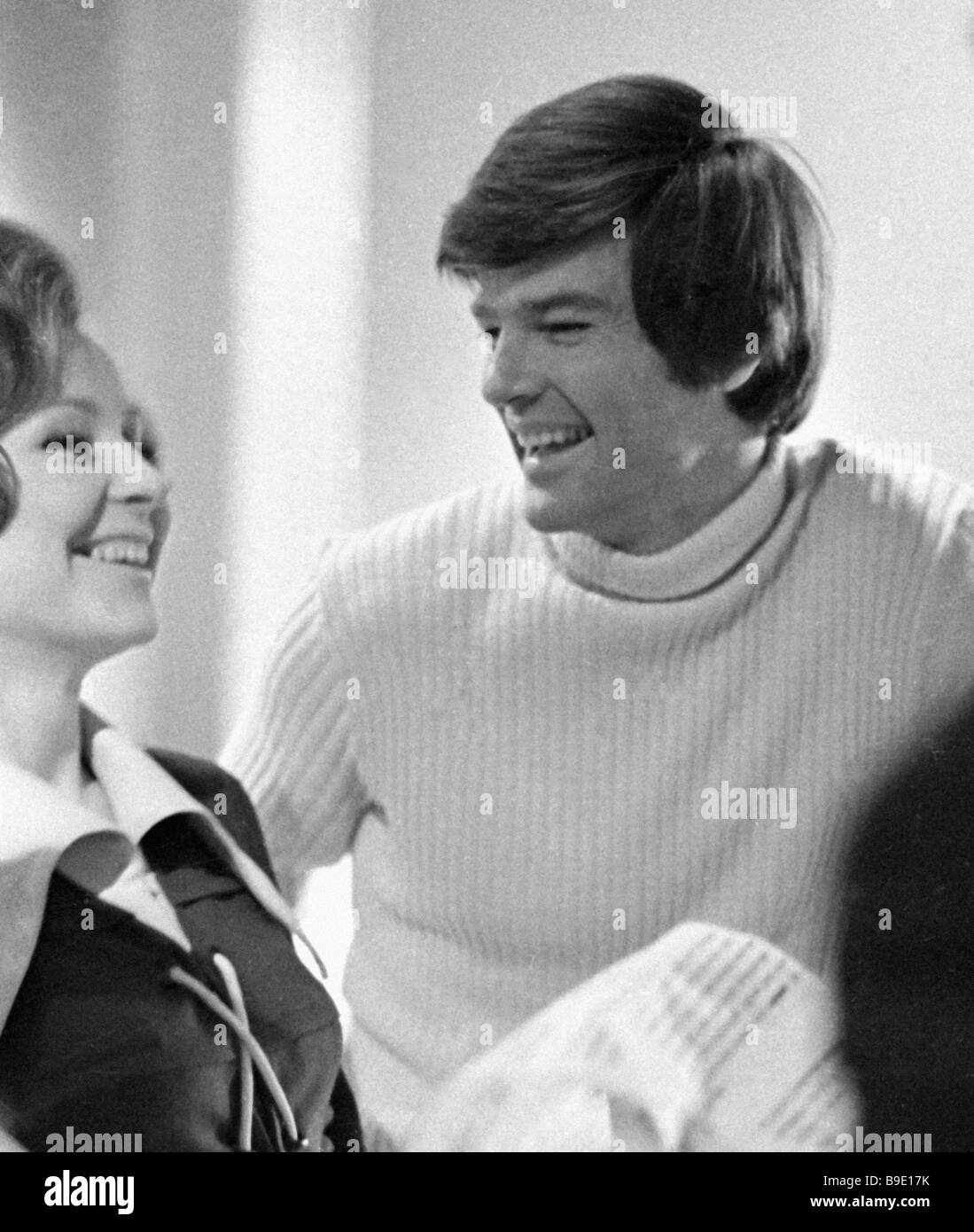 American singer Dean Reed right talking with newscaster Angelina Vovk ...