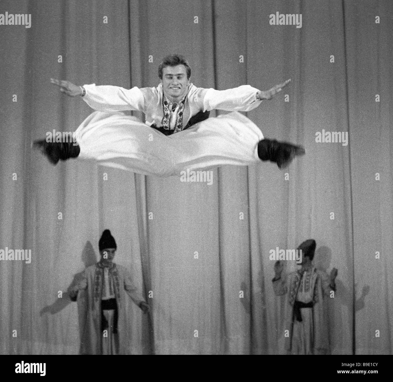 Members of the U S S R State Academic Folk Dance Company performing a ...
