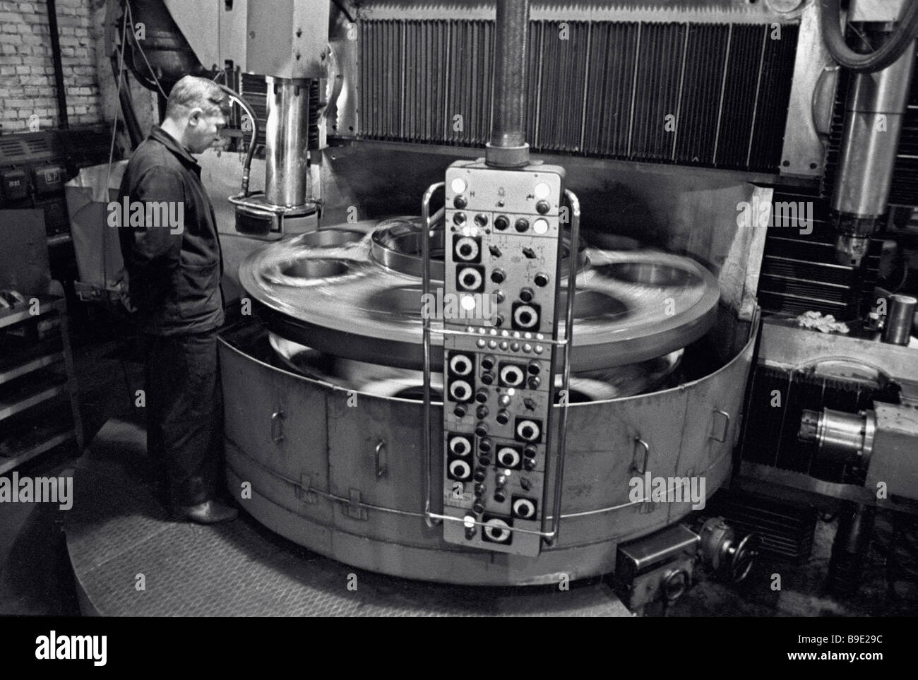 A modern computer operated turning and grinding machine at the Krasny ...