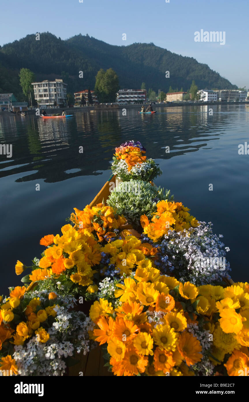Flowers in a boat for selling, Dal Lake, Srinagar, Jammu And Kashmir ...