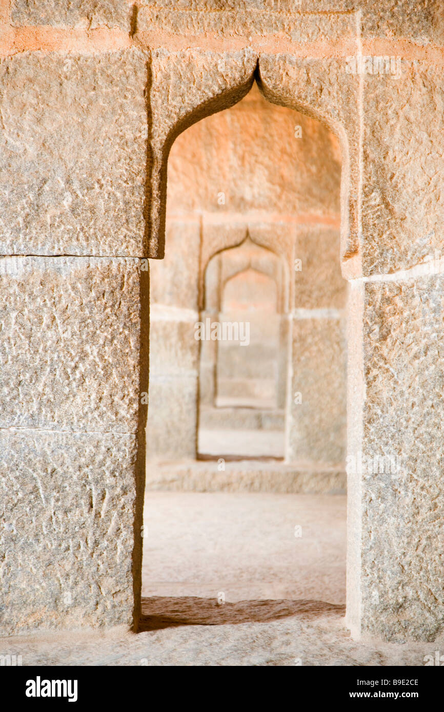 Archway of an ancient elephant stable, Hampi, Karnataka, India Stock ...
