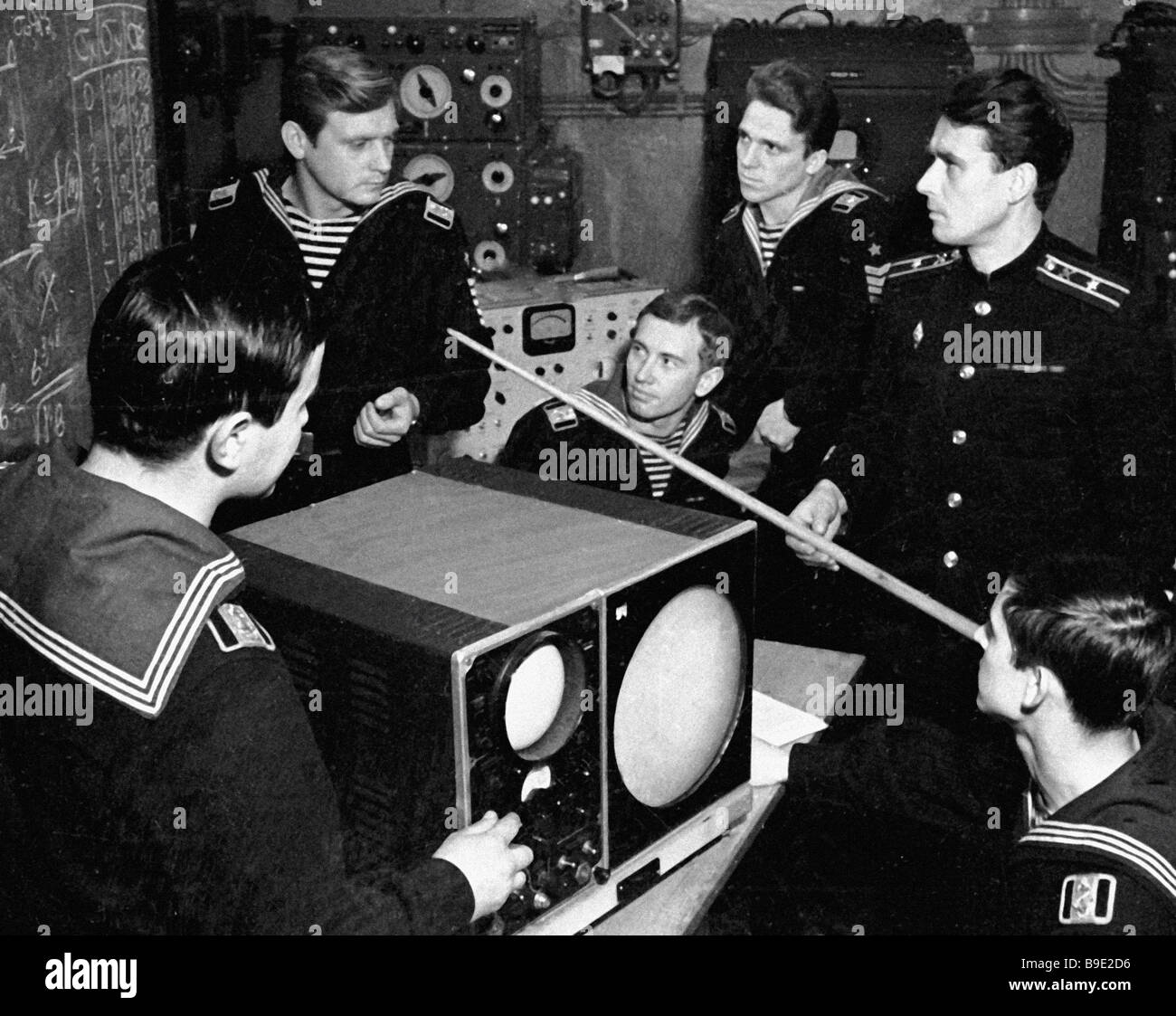 Naval school cadets studying the mechanism of oscillograph Stock Photo ...