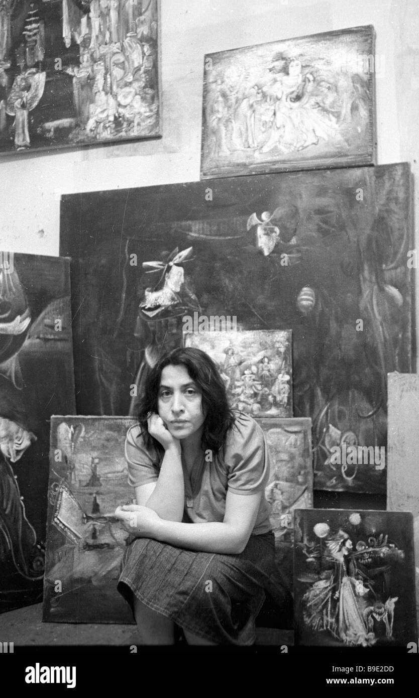 Gayane Khachaturyan a painter with her works Stock Photo - Alamy