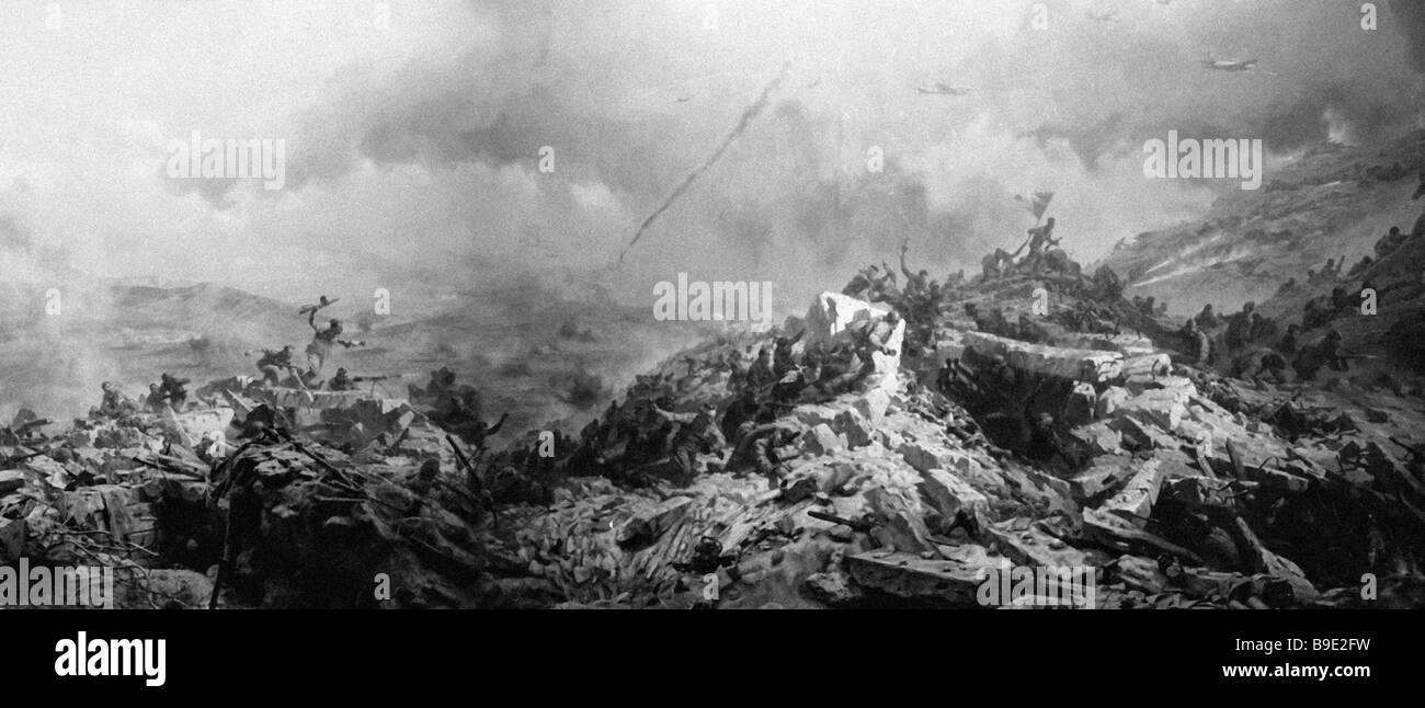 A fragment of the diorama Soviet Troops Storming Sapun Gora on May 7 ...