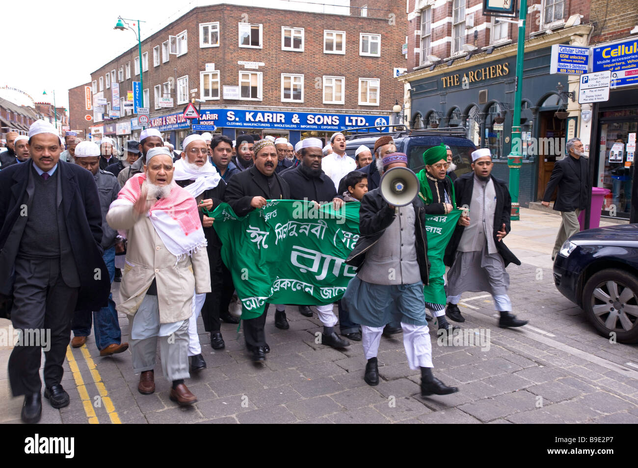 Muslim protest in Brick Lane in East London London United Kingdom Stock ...
