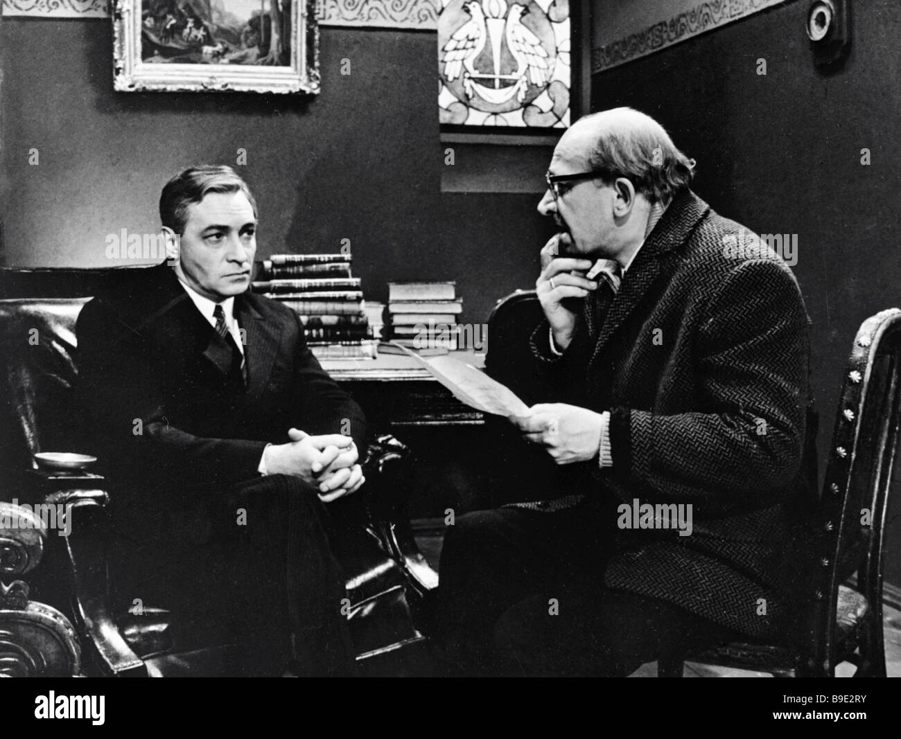 Actors Vyacheslav Tikhonov as Stirlitz left and Yevgeny Yevstigneev as ...