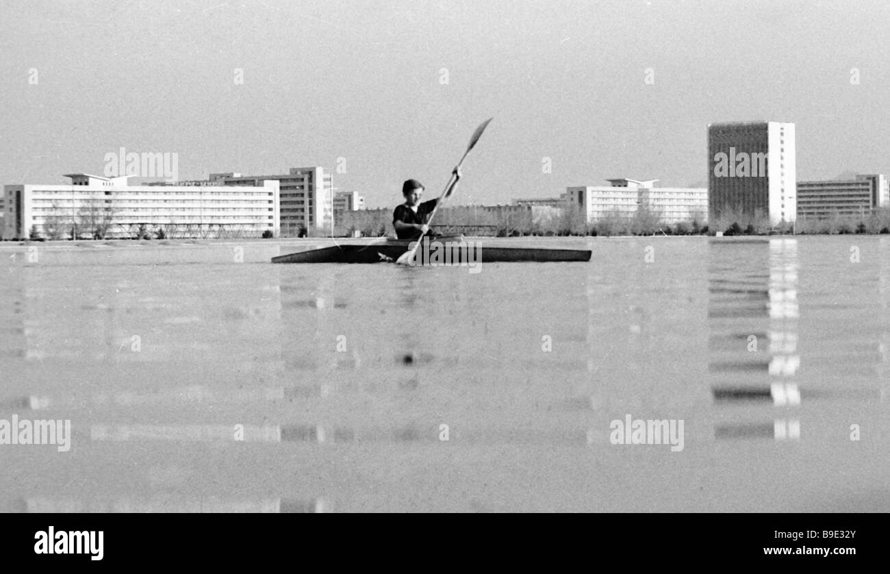Man made water reservoir of the Navoi city in the Bukhara Region Stock ...