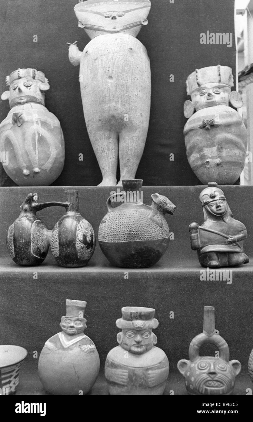 Samples of ancient Peru ceramics on view in the Kunstkammer Cabinet of ...