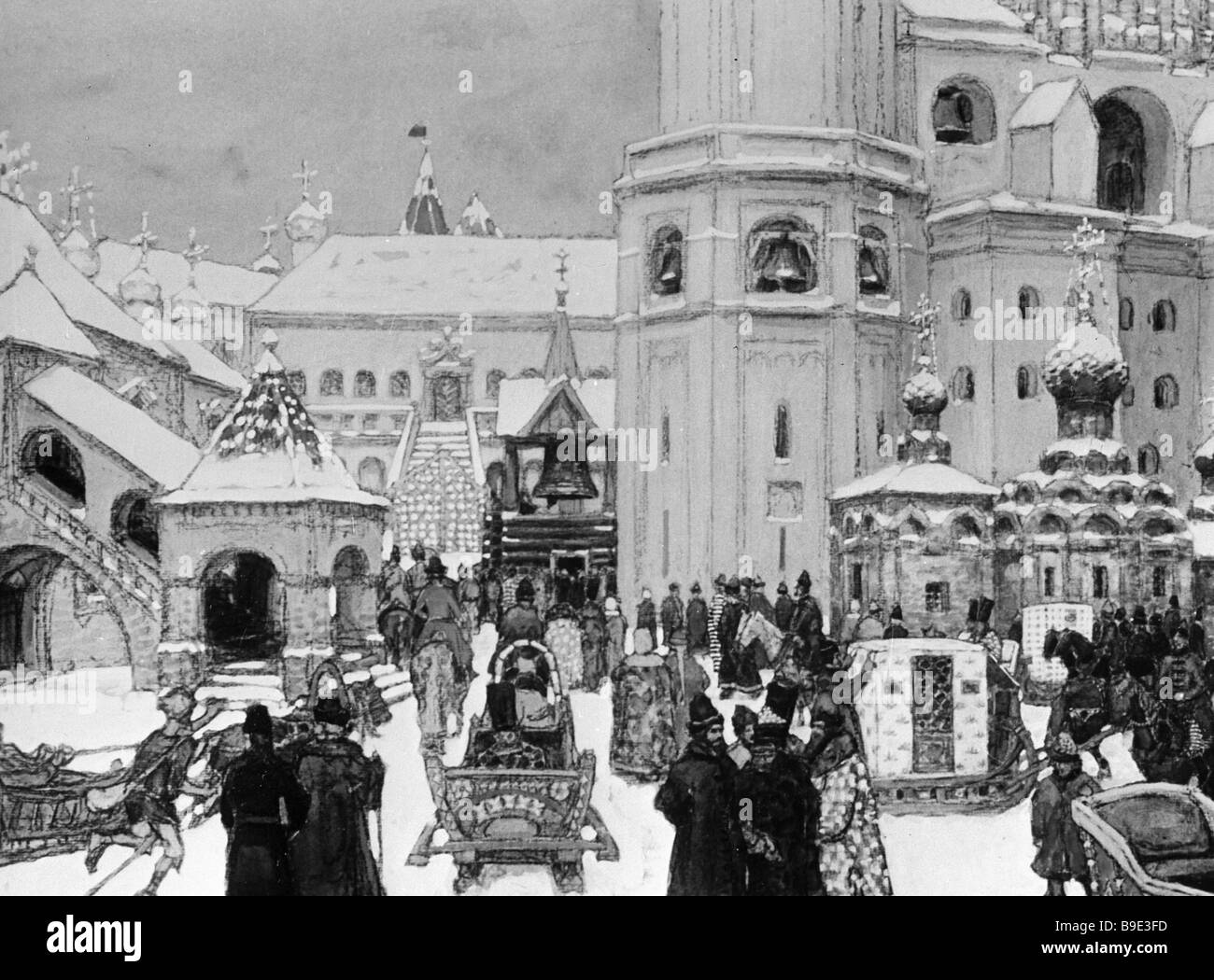 Kremlin Ivan the Great Square by Viktor Vasnetsov reproduction Stock ...