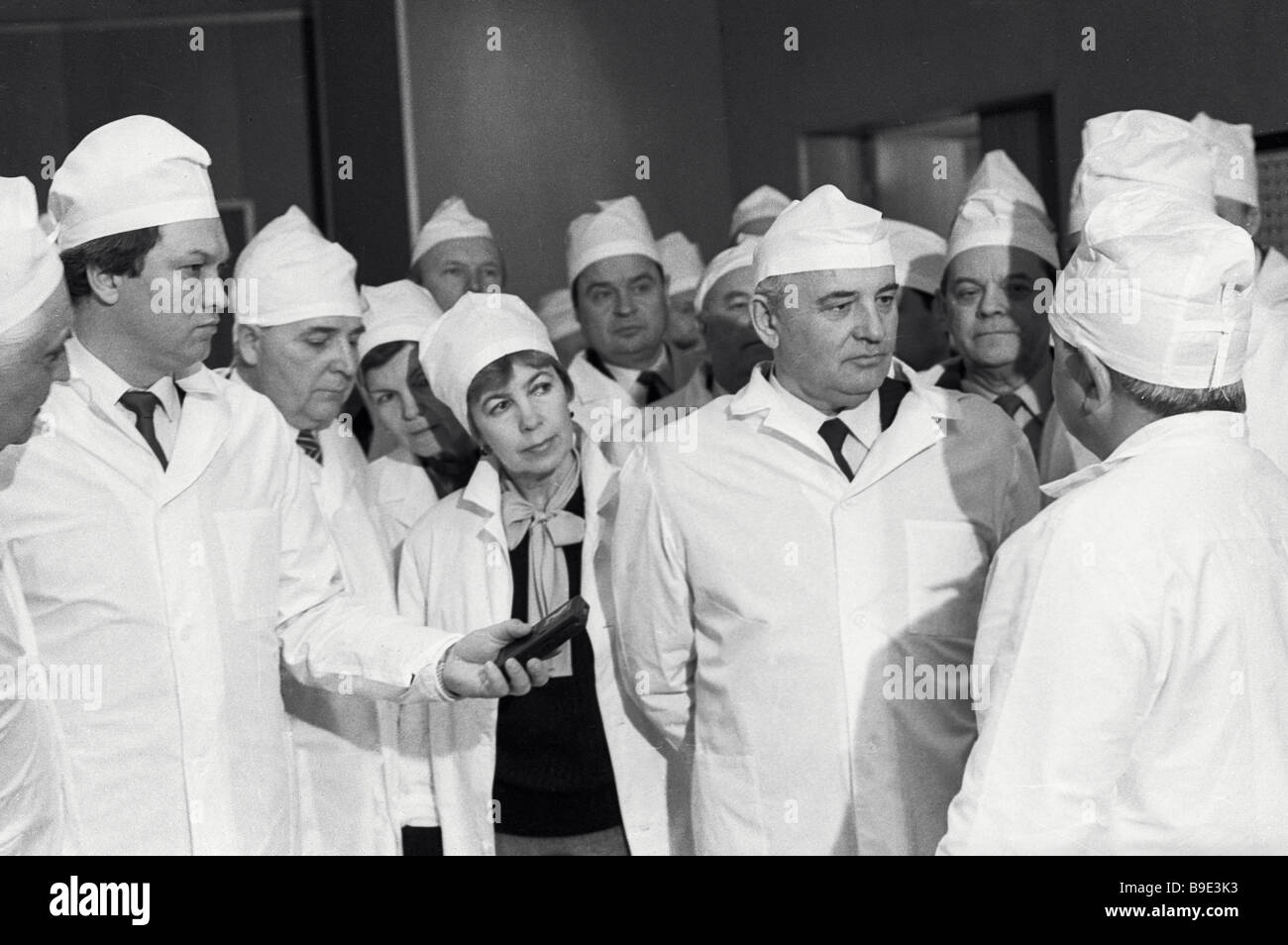 Soviet leader Mikhail Gorbachev 2nd to the right in the foreground and ...