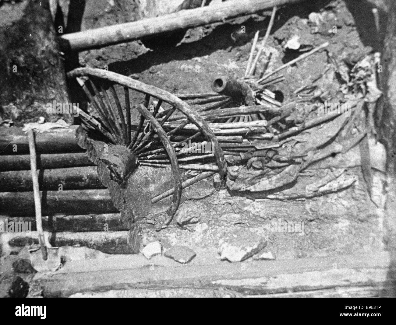 A fragment of a cart from Pazyr mounds of the 5th century BC from the ...