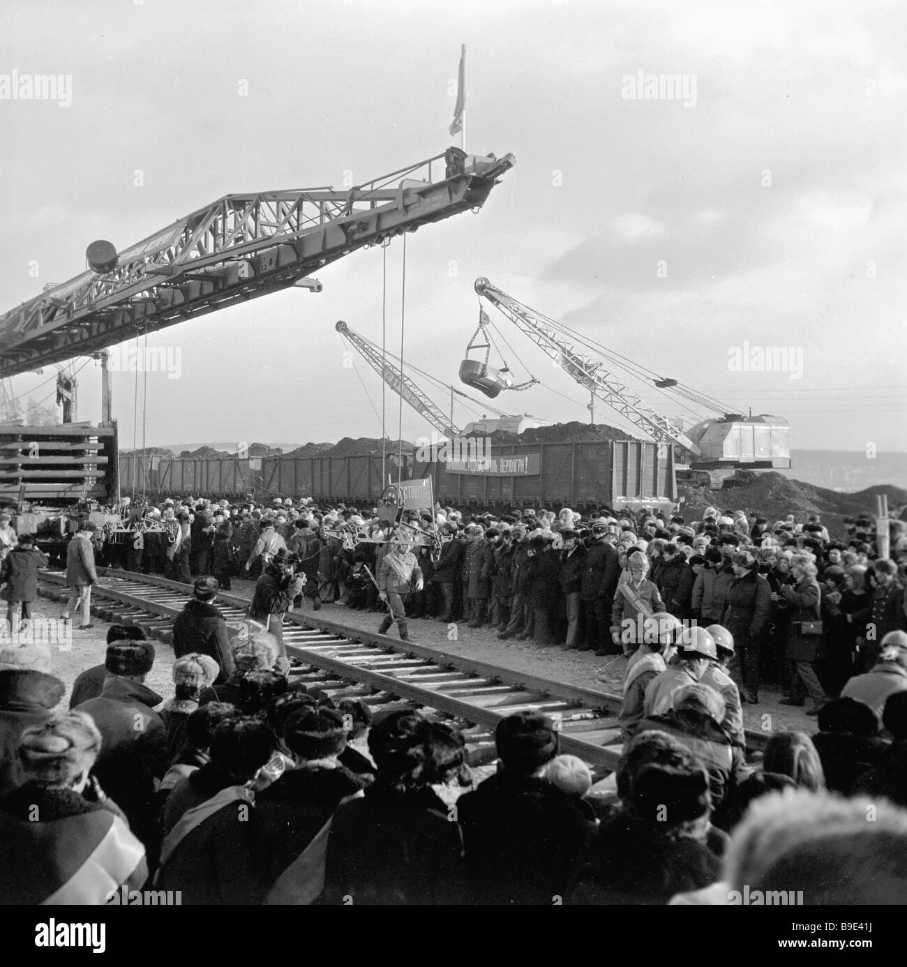 BAM constructors and miners sending the first trainload of coal to Maly ...