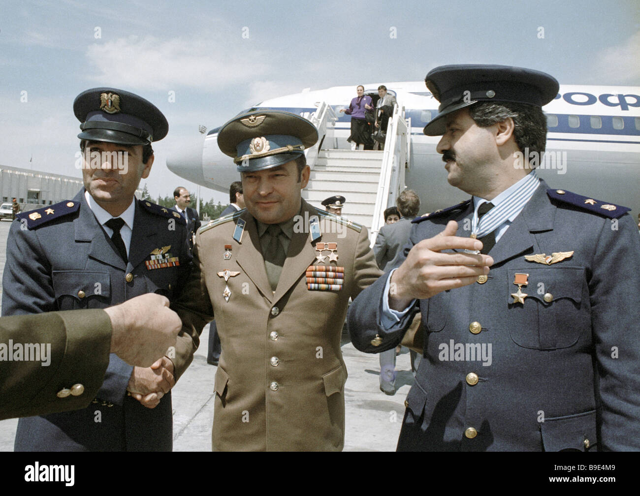 Space pilots left to right Syrian astronaut Khabib Munir twice Hero of ...