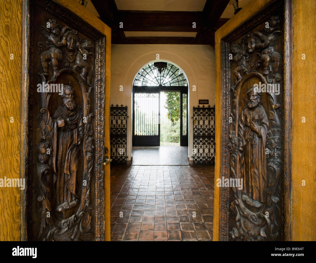 Hand carved wooden doors Stock Photo - Alamy