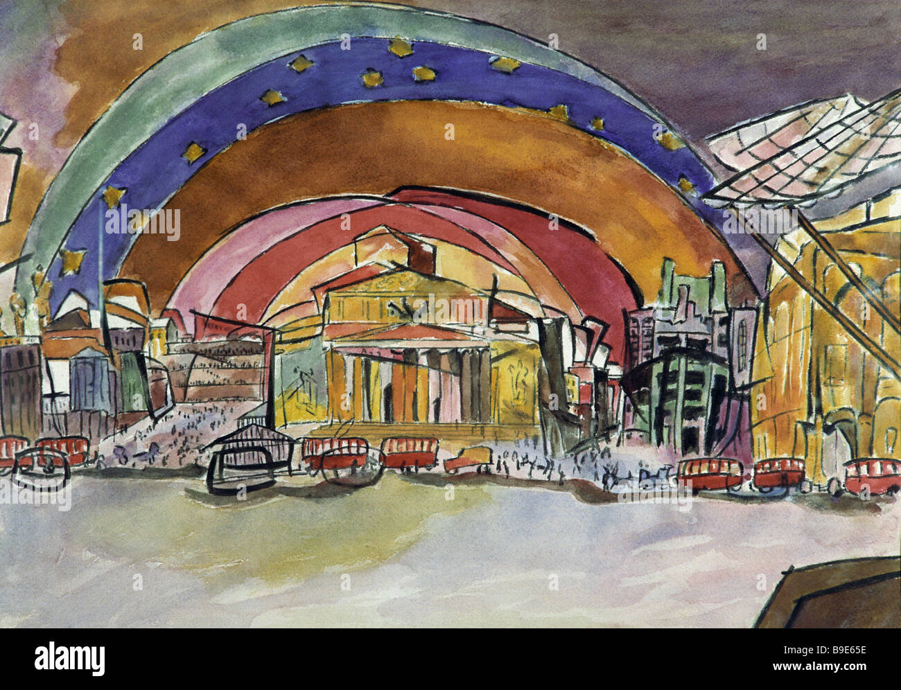 A sketch of scenery by artist Aristarkh Lentulov for the tragedy ...