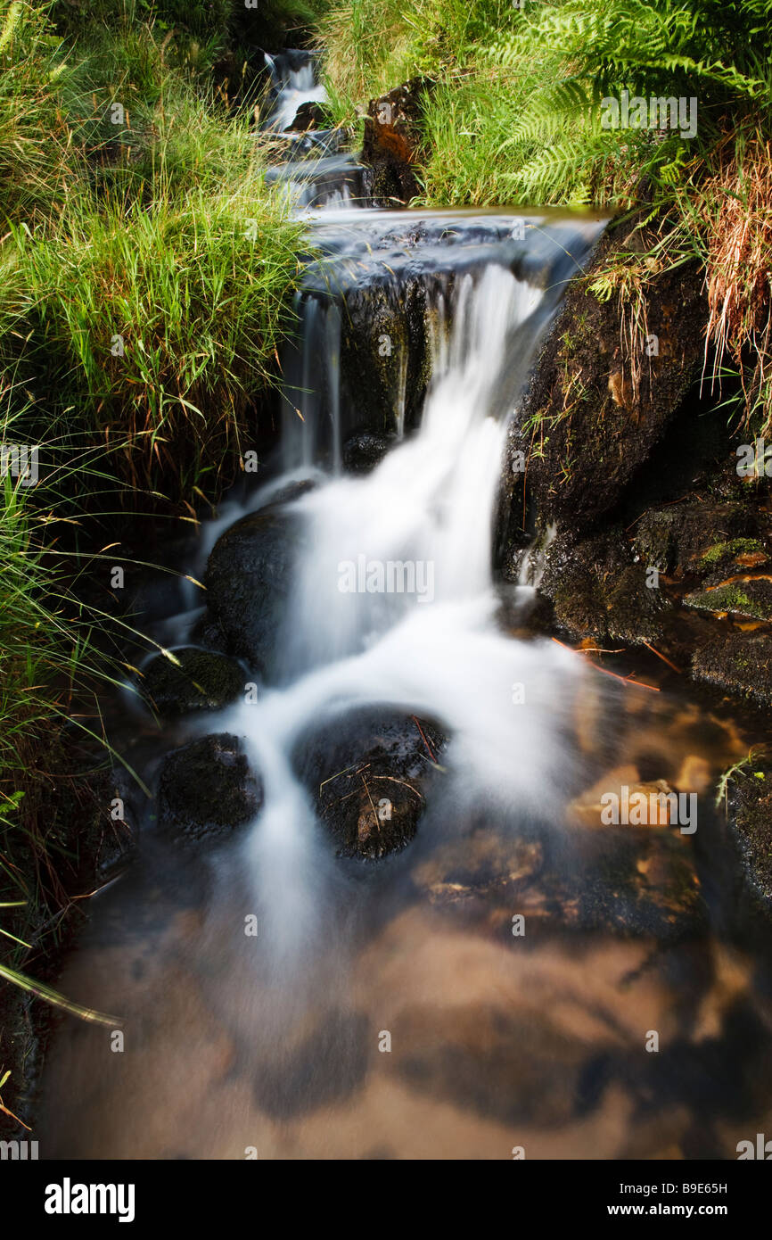 Stream With Waterfall Flowing Down From Kinder Scout Mountain Towards ...