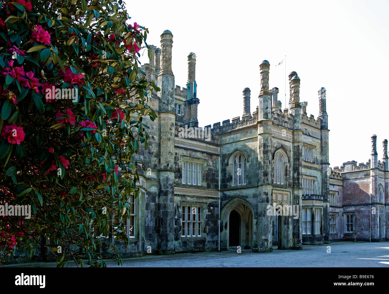the front entrance to tregothnan house the home of lord falmouth, near ...