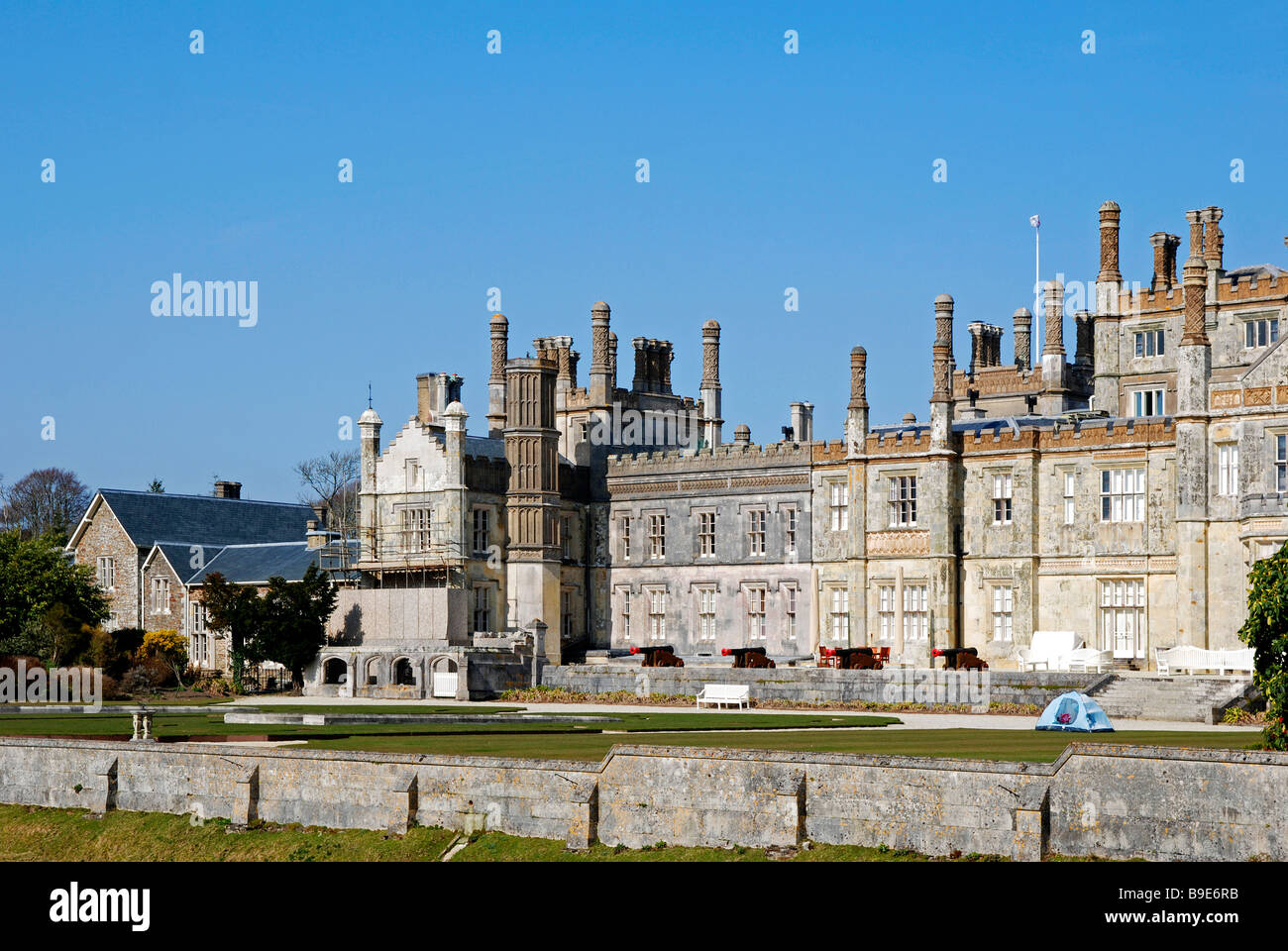 a view of the rear of tregothnan house the home of lord falmouth, near ...