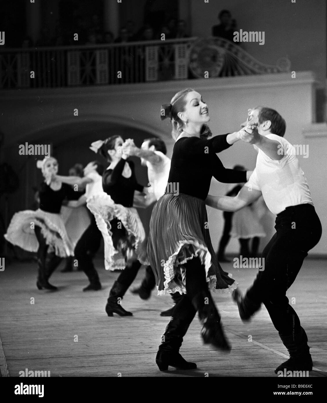 Dancers of the Moiseyev Dance Company performing the Ballet Class dance ...