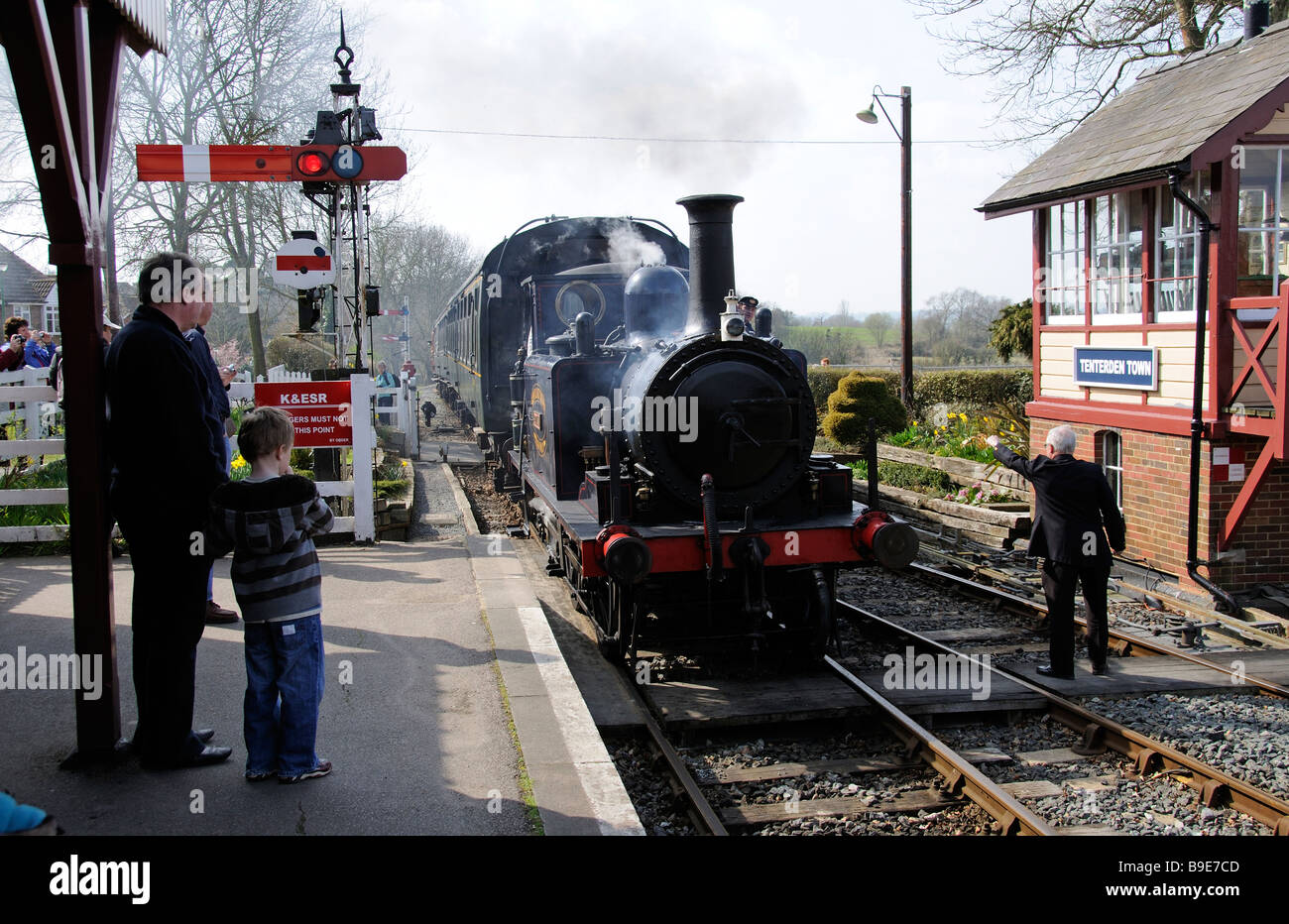 Kent East Sussex Railway a steam tank locomotive named Bodiam arriving ...