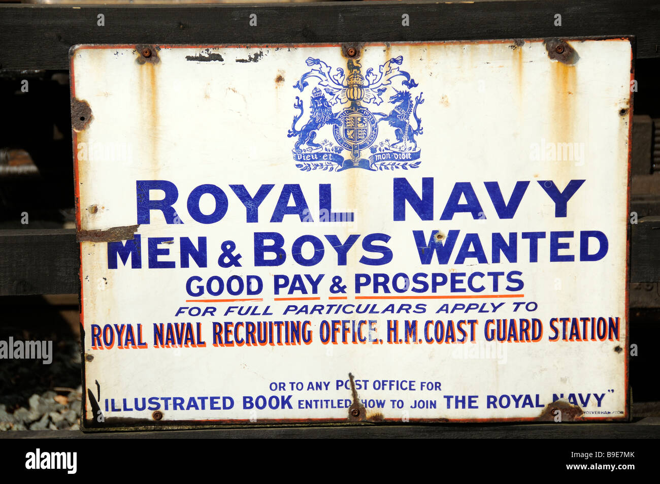 Old metal advertising board for Royal navy recruitment Stock Photo - Alamy