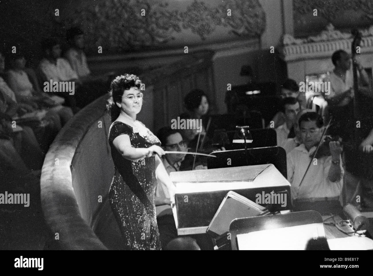 Orchestra conductor Dilbar Abdurakhmanova at the Alisher Navoi Opera ...