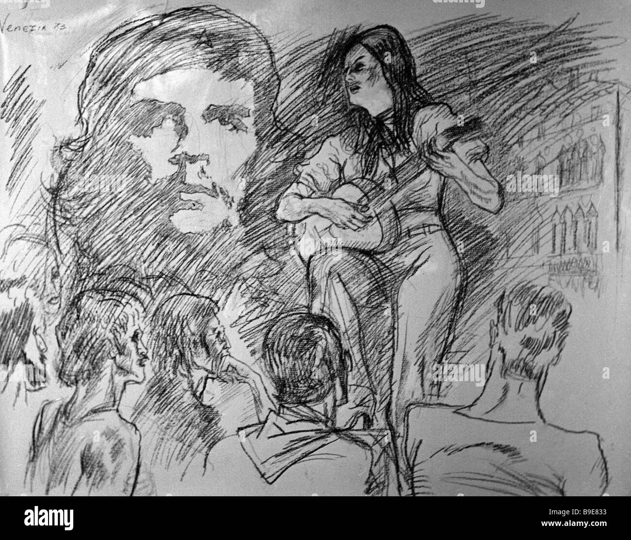 A print of Oleg Ivanov s drawing Memory of Che Guevara Stock Photo - Alamy