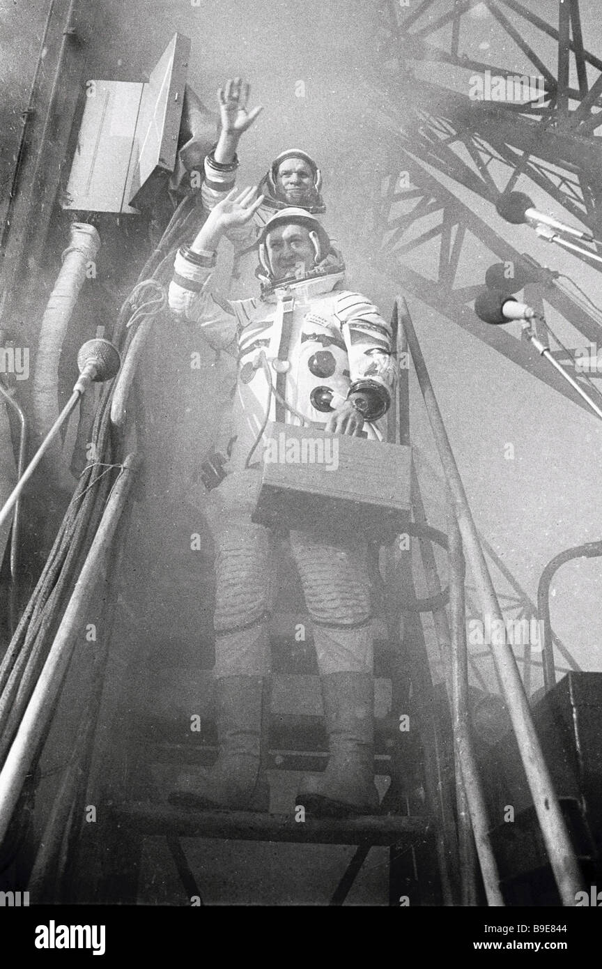 Soyuz 28 spaceship captain Soviet space pilot Alexei Gubarev up and ...