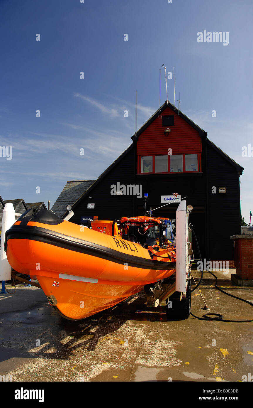 inshore life boat on its launching trailer RNLI outside the Whitstable ...