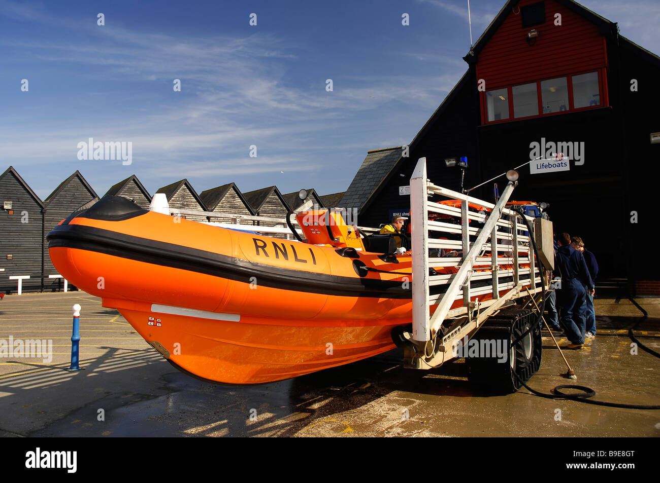 inshore life boat on its launching trailer RNLI outside the Whitstable ...