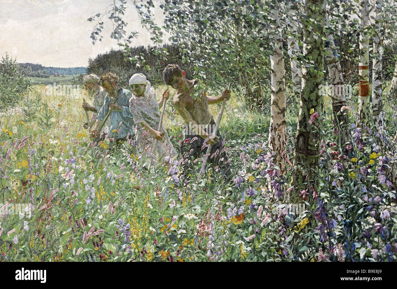 Reproduction of poet and artist Arkadi Plastov s painting The Haymaking ...