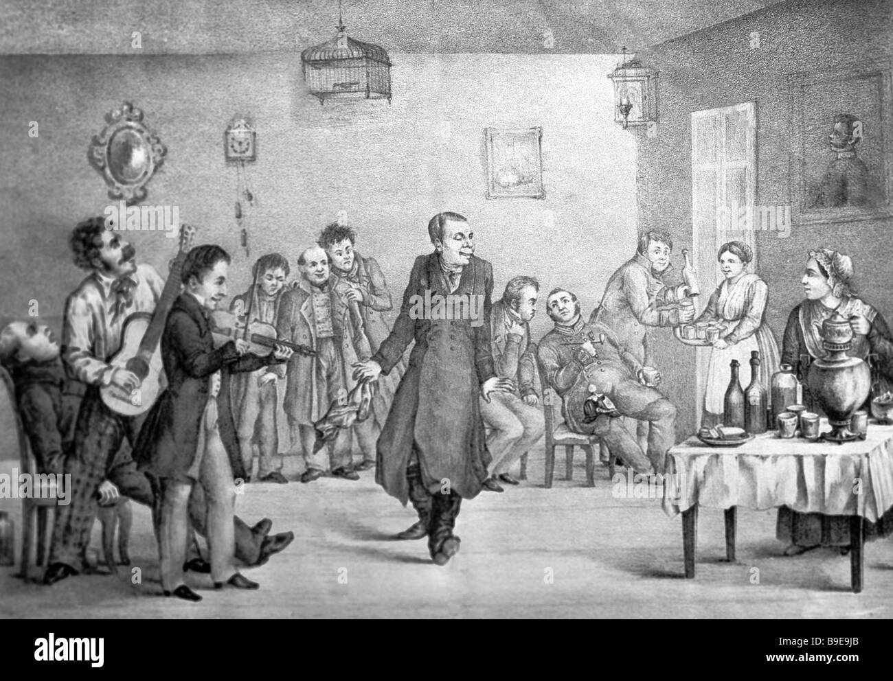 Reproduction of lithograph The Birthday Party of a Zemstvo Official ...