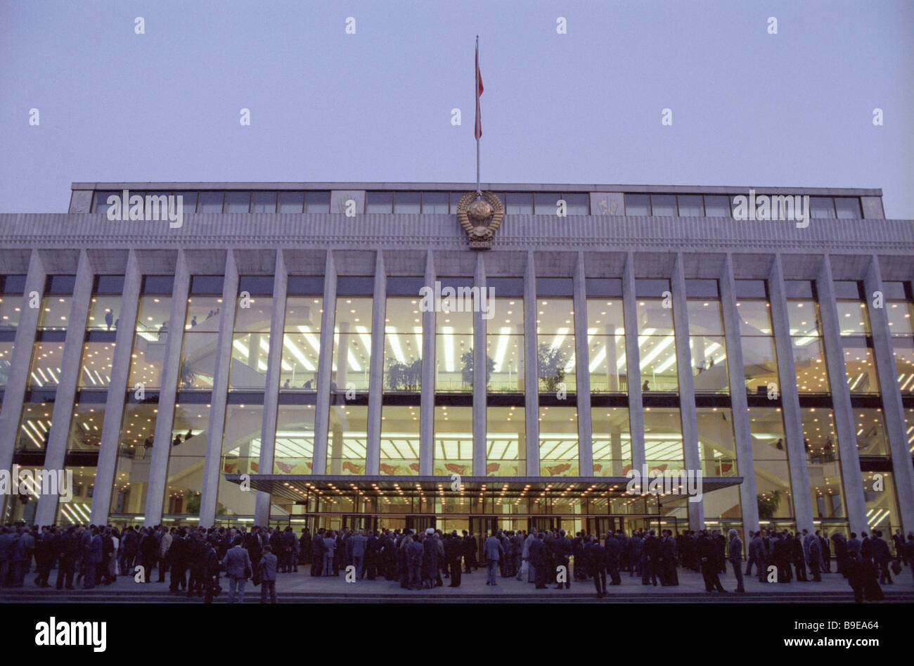 Delegates to Congress of USSR People s Deputies in front of entrance to ...