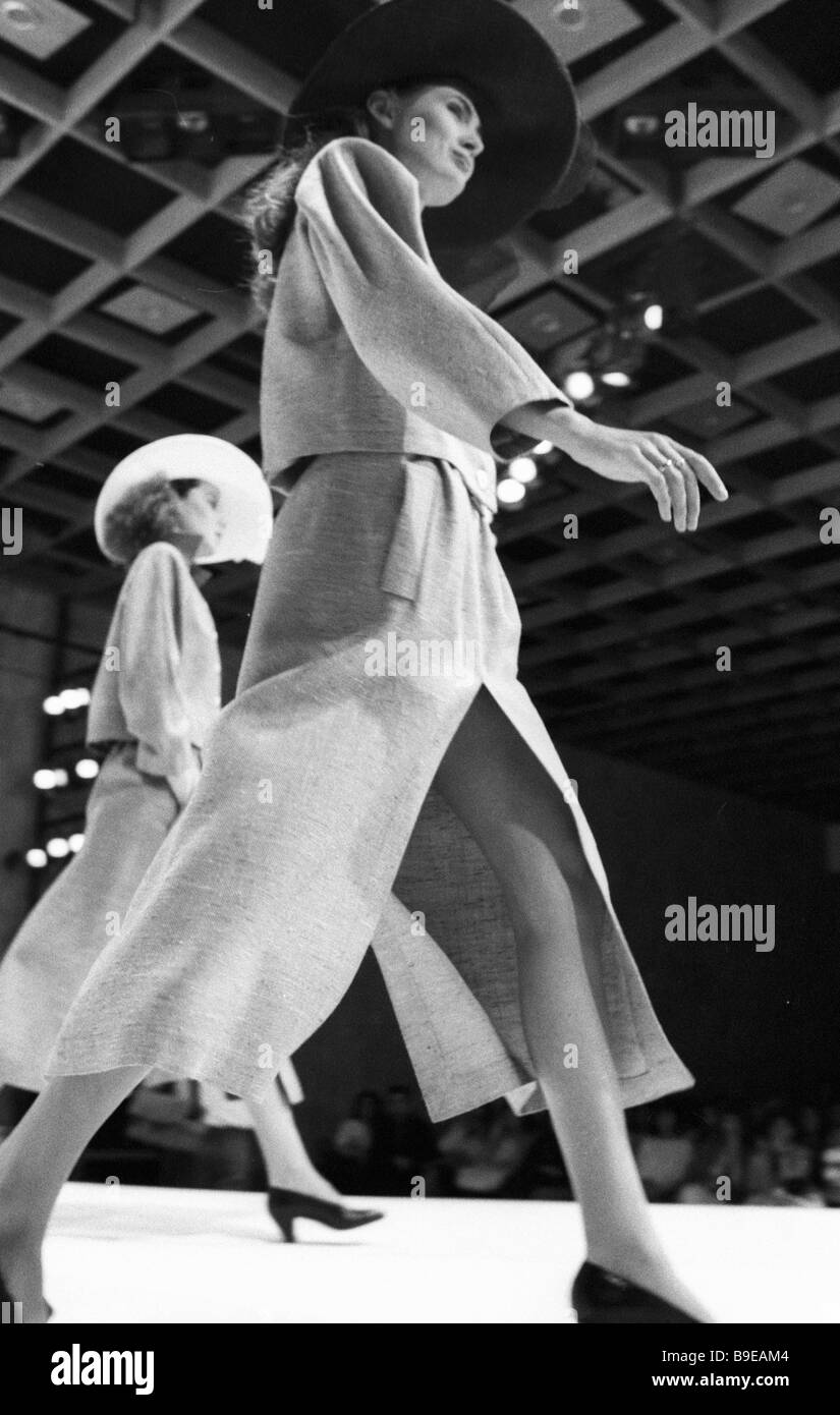 Models on the catwalk demonstrating the latest Pierre Cardin collection ...