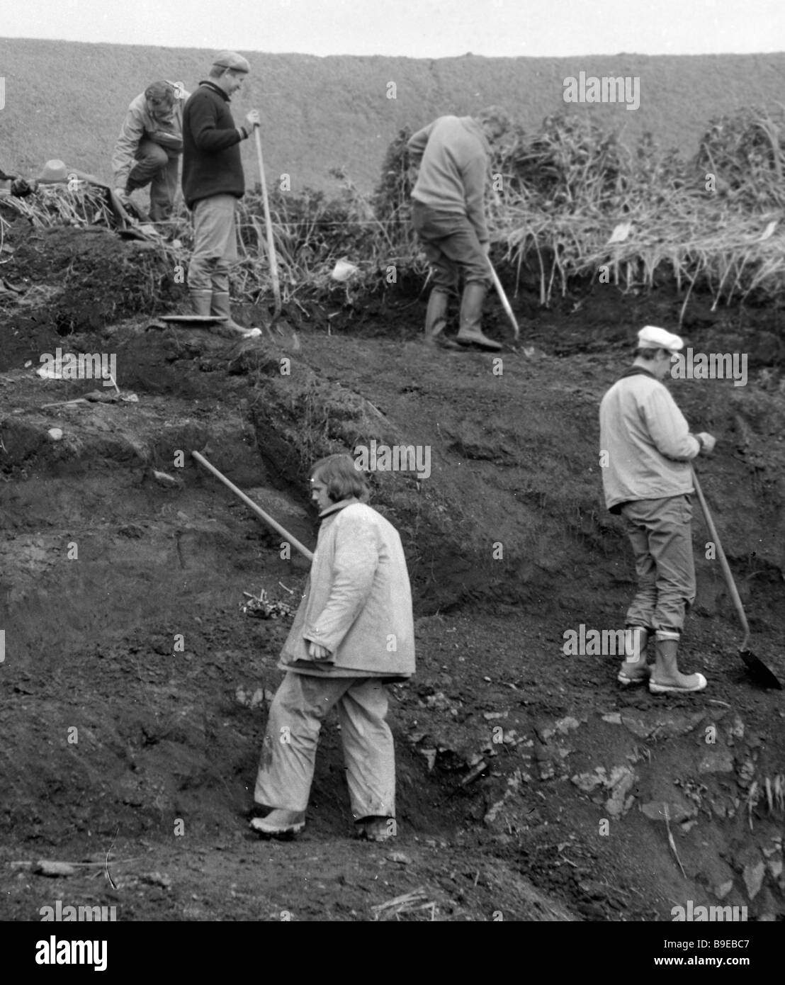 Excavations of Village Site encampment on the island of Avangula Stock ...