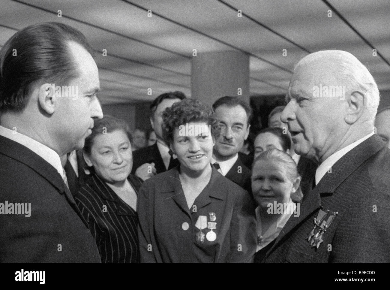Czechoslovakia s President Ludvig Svoboda right a member of the ...
